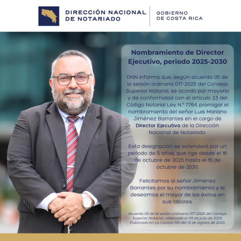 Nombramiento de Director Ejecutivo periodo 2025-2030 | Dirección Nacional de Notariado